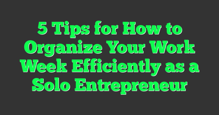 5 Tips for How to Organize Your Work Week Efficiently as a Solo ...