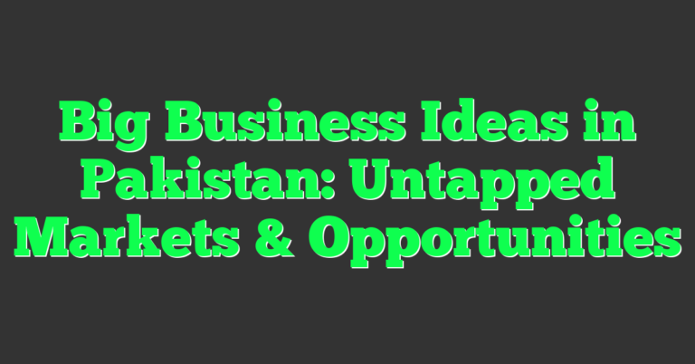 Big Business Ideas in Pakistan: Untapped Markets & Opportunities ...